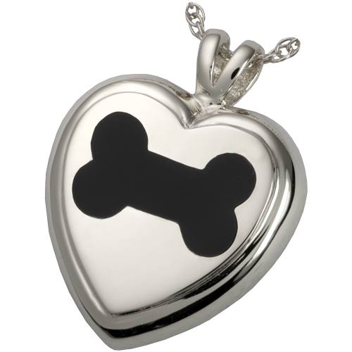 Black Inlay Dog Bone Heart Pet Pendant Cremation Jewelry — Afterlife ...