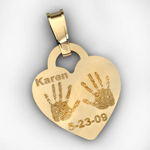 Personalized Heart-Shaped Handprint Medal - w/ Name & Date Jewelry ...