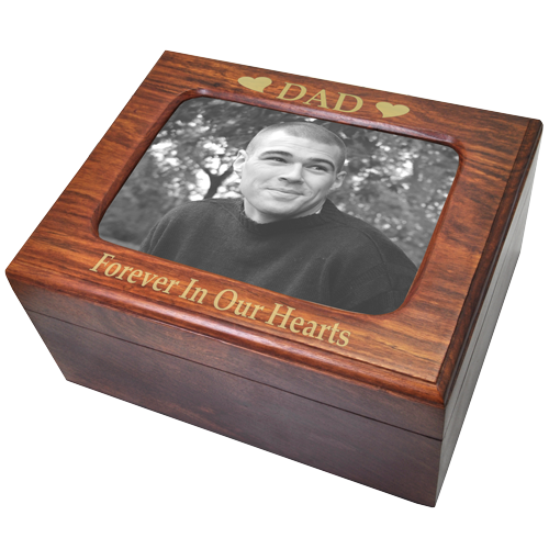 Memory Chest Wood Box Urn With Photo Window 180 cu in Cremation Urn ...