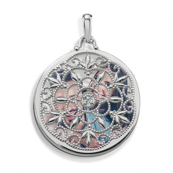 Photo Engraved Ornate Round Swivel Locket Jewelry — Afterlife Essentials